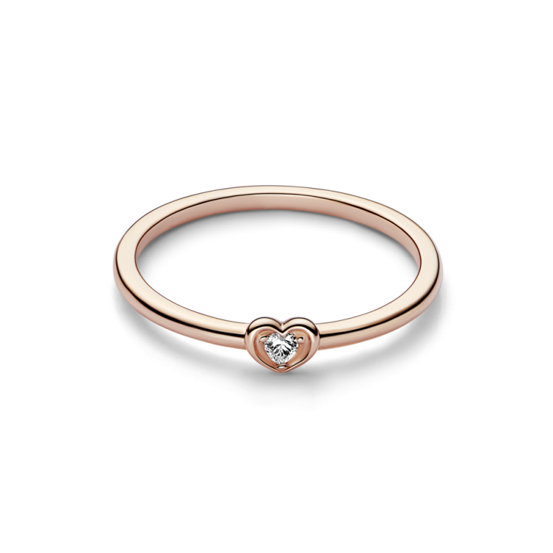 ANILLO PANDORA CORAZON RADIANTE BAÑO ORO ROSA 14K 182495C01