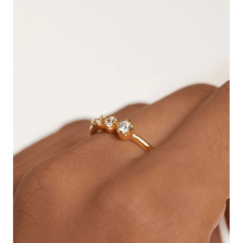 ANILLO PDPAOLA SPARK PLATA CON BAÑO DE ORO 4 CIRCONITAS AN01-801