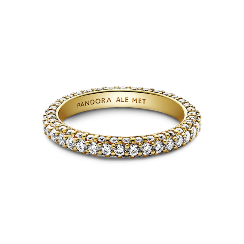 Anillo Pandora con recubrimiento en oro de 14k Fila en Pavé 162627C01
