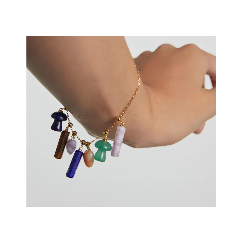 Charm Pdpaola seta piedra verde baño oro 18k CH01-113-U