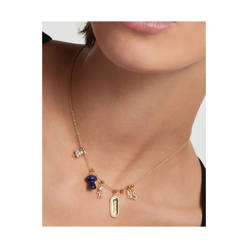 Charm Pdpaola seta piedra sodolita azul baño oro 18k CH01-112-U