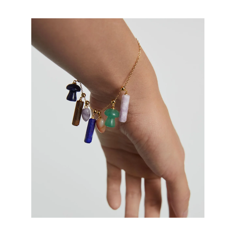 Charm Pdpaola seta piedra sodolita azul baño oro 18k CH01-112-U