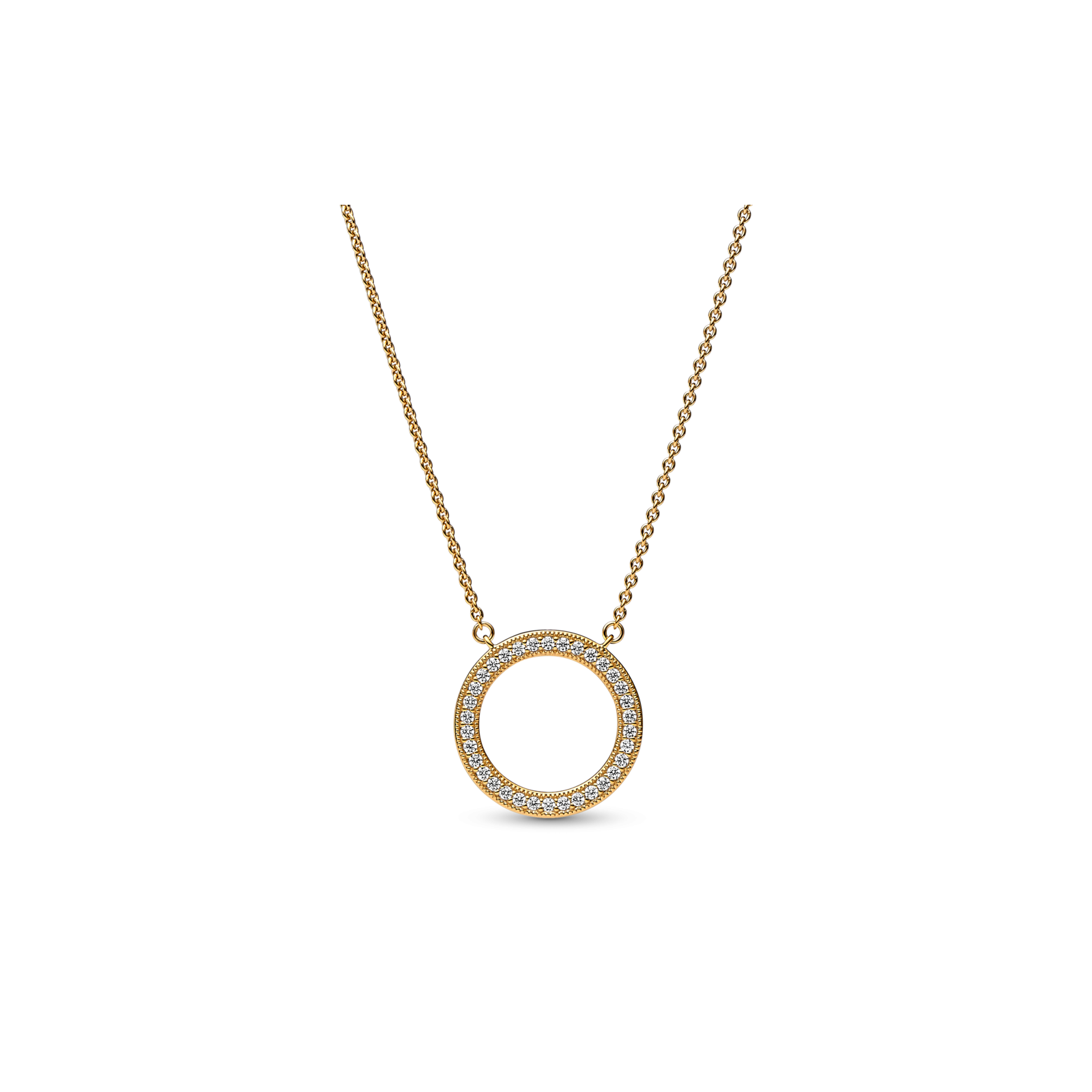 Collar Pandora baño oro 14k Círculo Pavé 362735C01 - Joyerías Sánchez