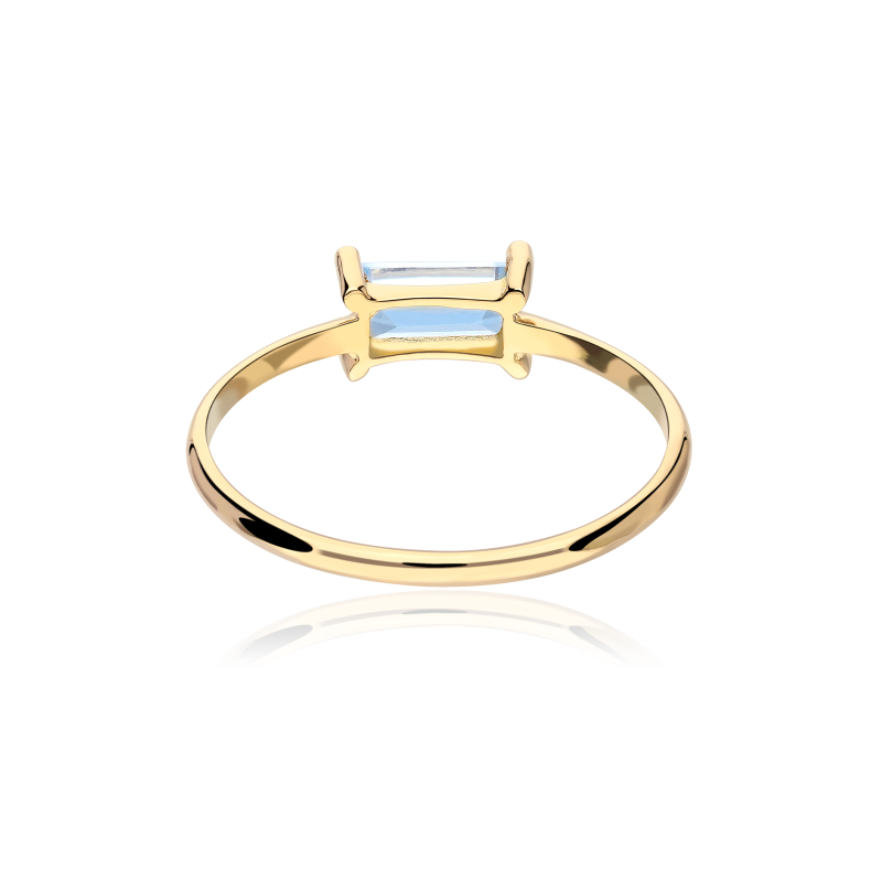 ANILLO "IMPERIA" TOPACIO AZUL Y ORO 18K
