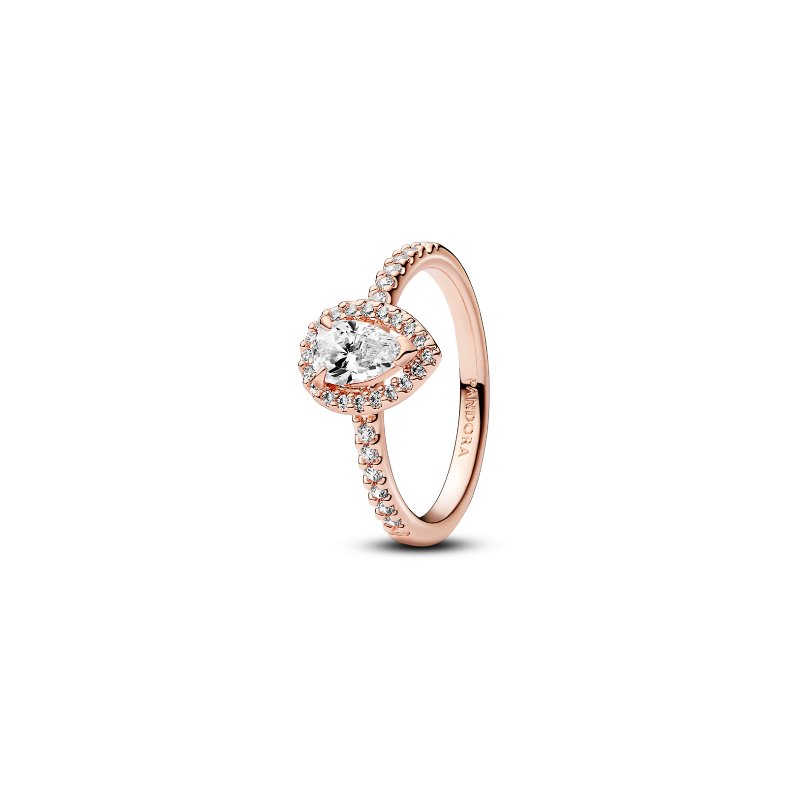 Anillo Pandora con un recubrimiento en oro rosa de 14k Halo Brillante ...