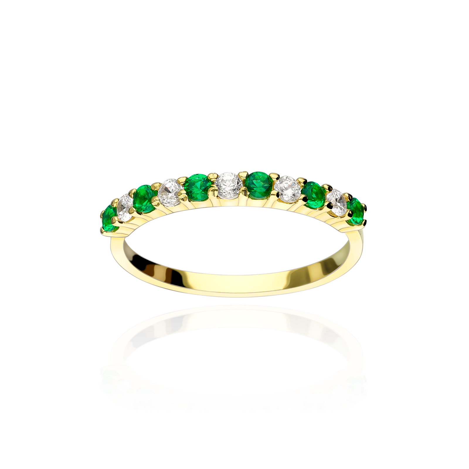 Anillo Oro 18k "Classic" Circonitas Verdes Blancas - Joyerías Sánchez