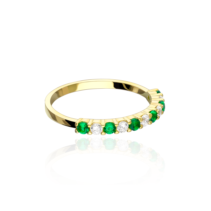 Anillo Oro 18k "Classic" Circonitas Verdes Blancas - Joyerías Sánchez