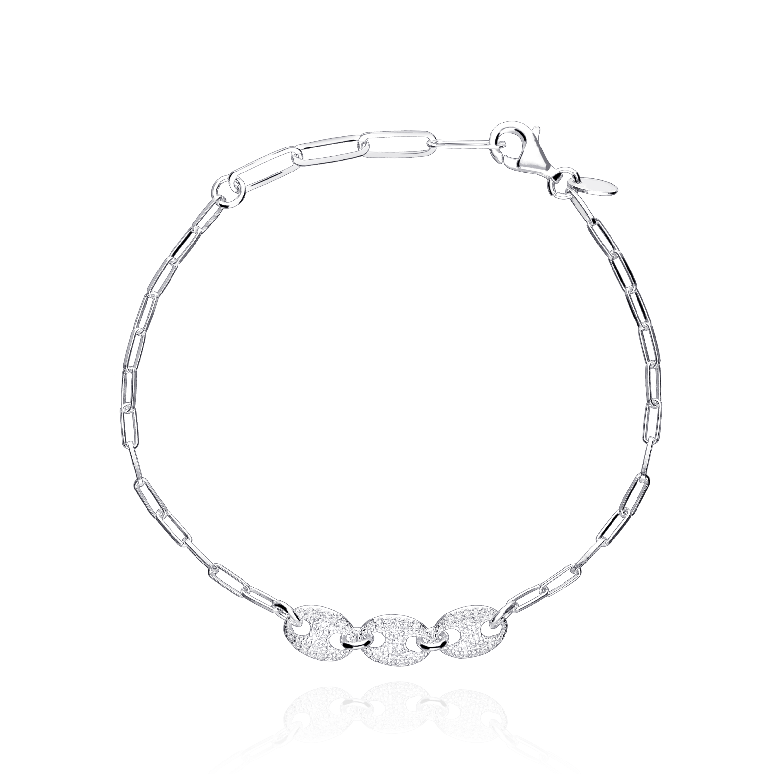 Pulsera plata primera ley y circonitas "Calah" - Joyerías Sánchez