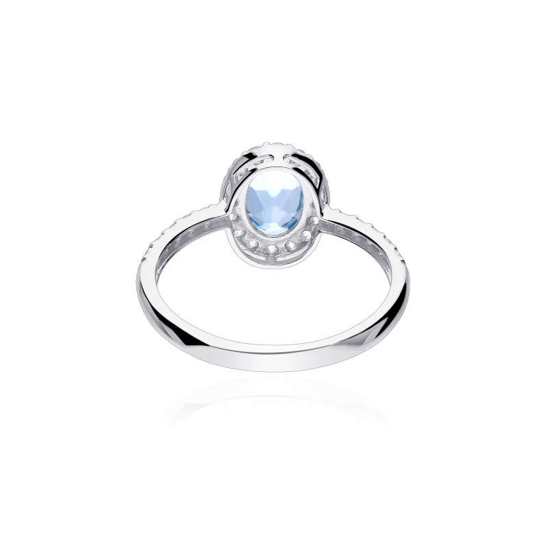 Anillo Topacio Azul Oro Blanco 18 k "Elba" - Joyerías Sánchez