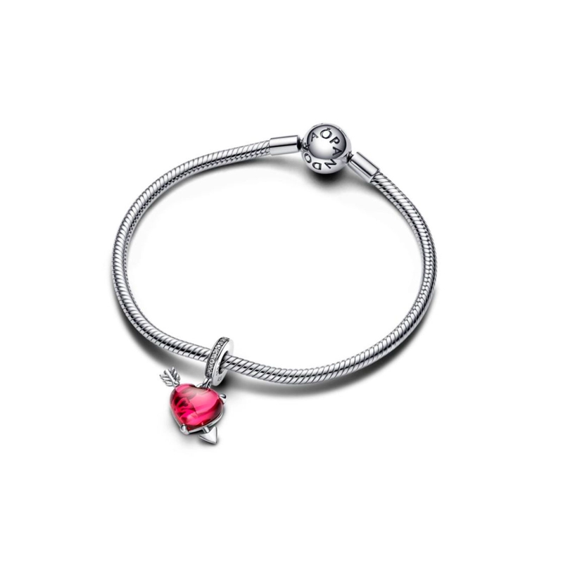 Charm Pandora Colgante de Cristal de Murano Corazón Rojo y Flecha ...