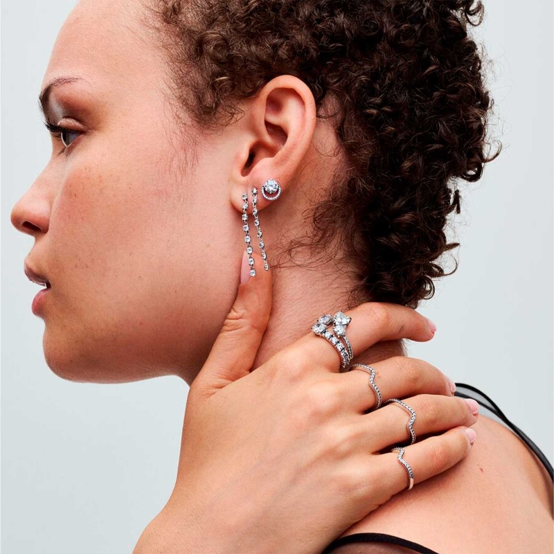 Anillo Pandora de banda superpuesta brillante 193149C01 - Joyerías Sánchez