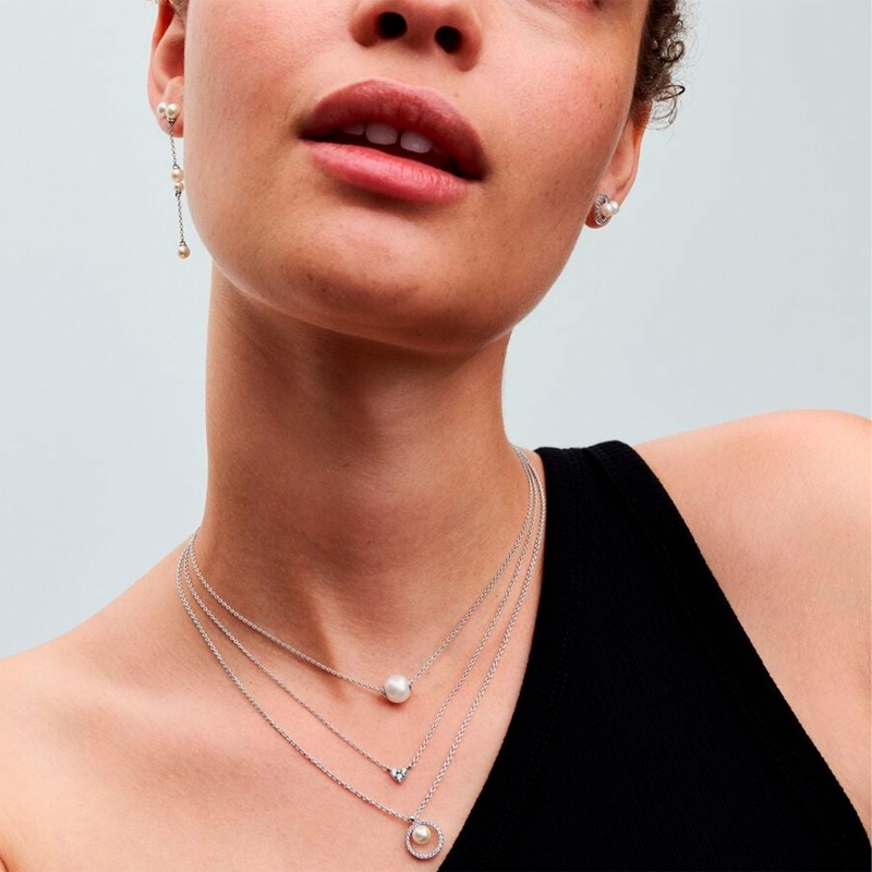 Collar Pandora Perla Cultivada de Agua Dulce y Pavé 393165C01-45 ...