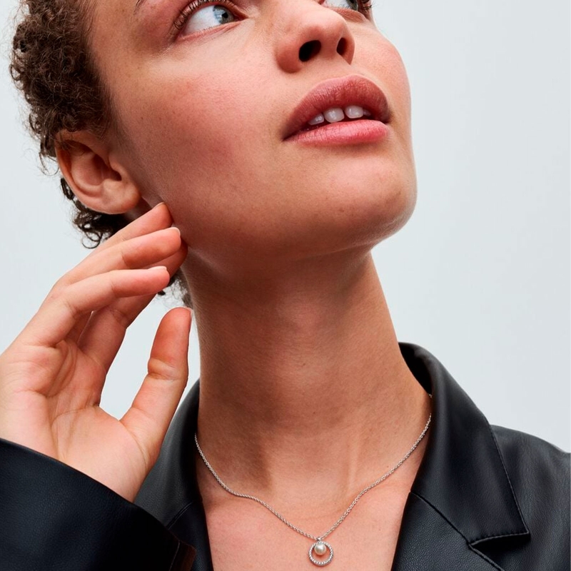 Collar Pandora Perla Cultivada de Agua Dulce y Pavé 393165C01-45 ...