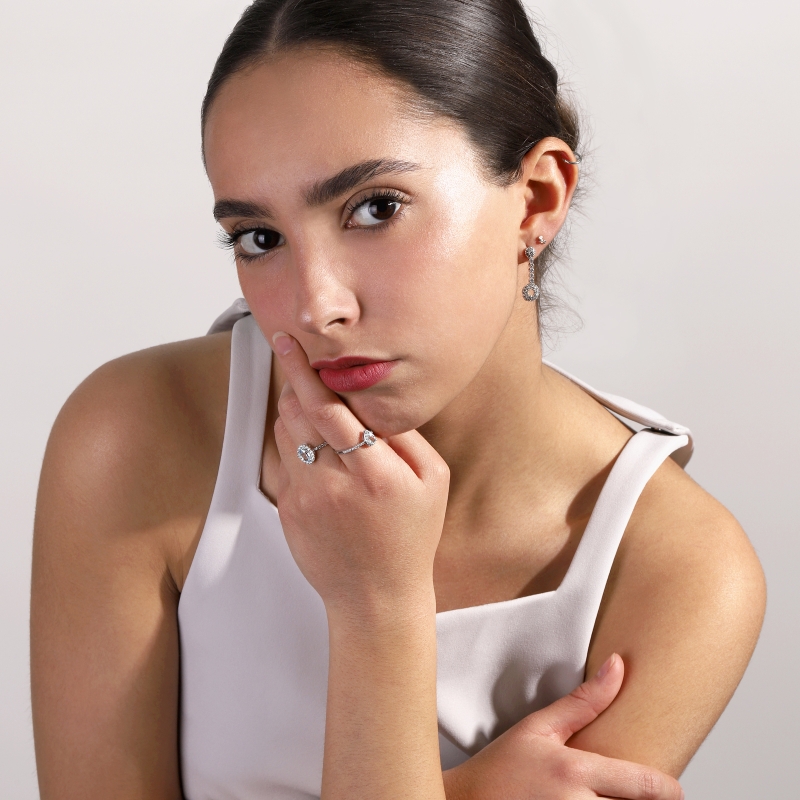 Anillo Topacio Azul Oro Blanco 18 k "Elba" - Joyerías Sánchez