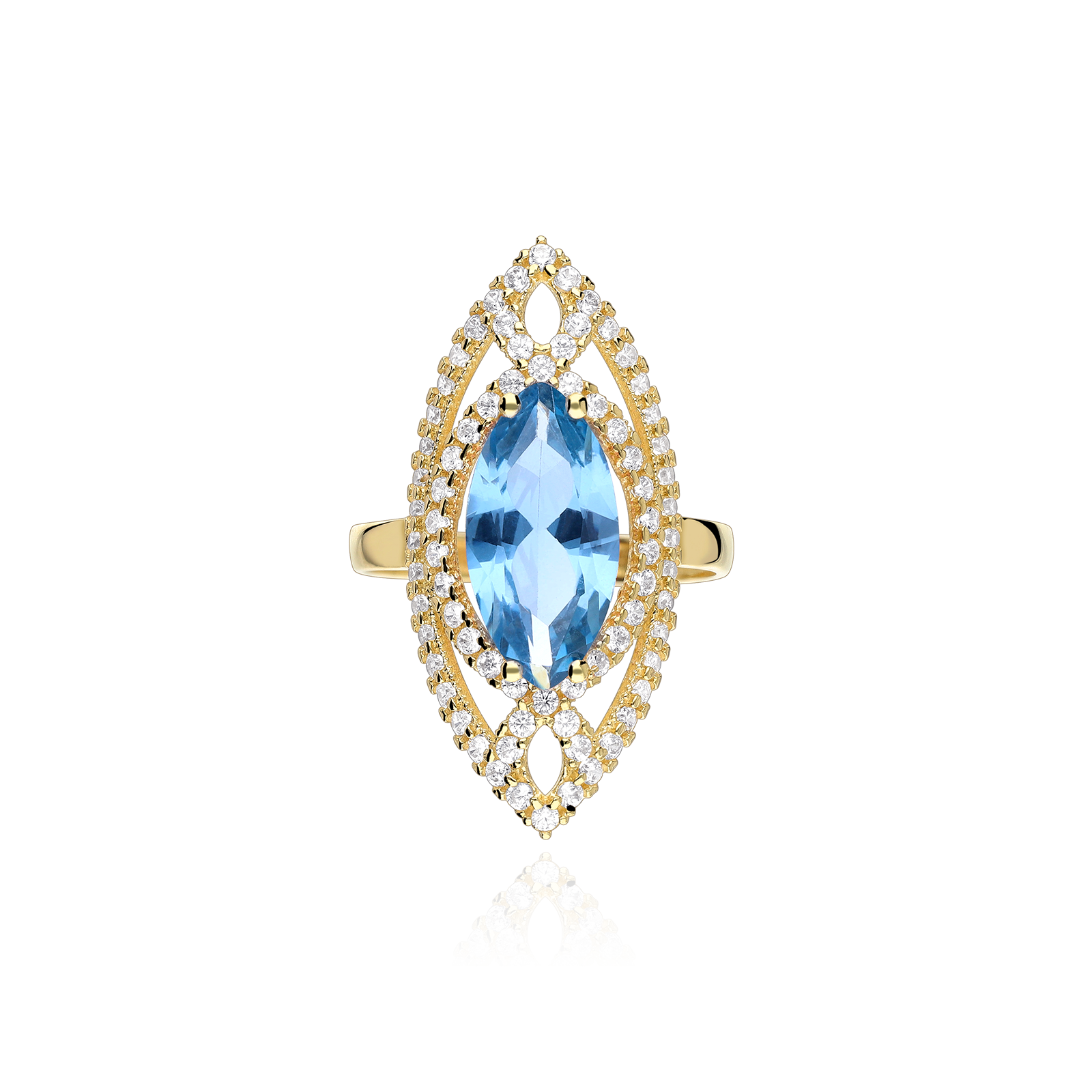 Anillo Lanzadera Oro 18 k Topacio Azul "Bonn"