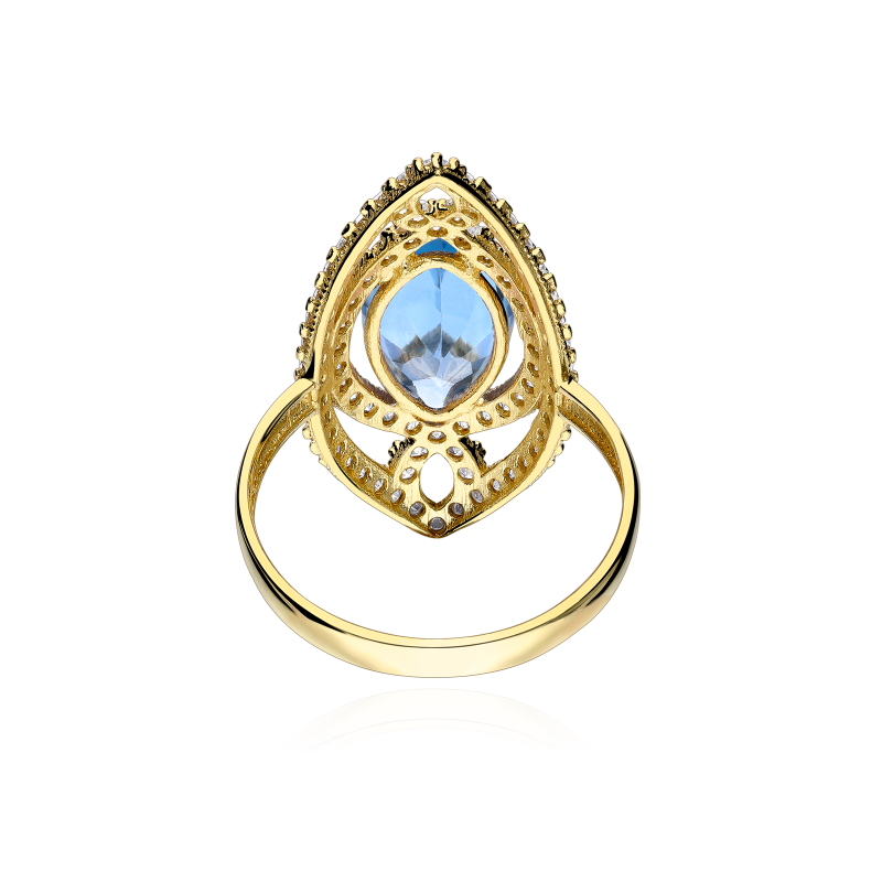 Anillo Lanzadera Oro 18 k Topacio Azul "Bonn"