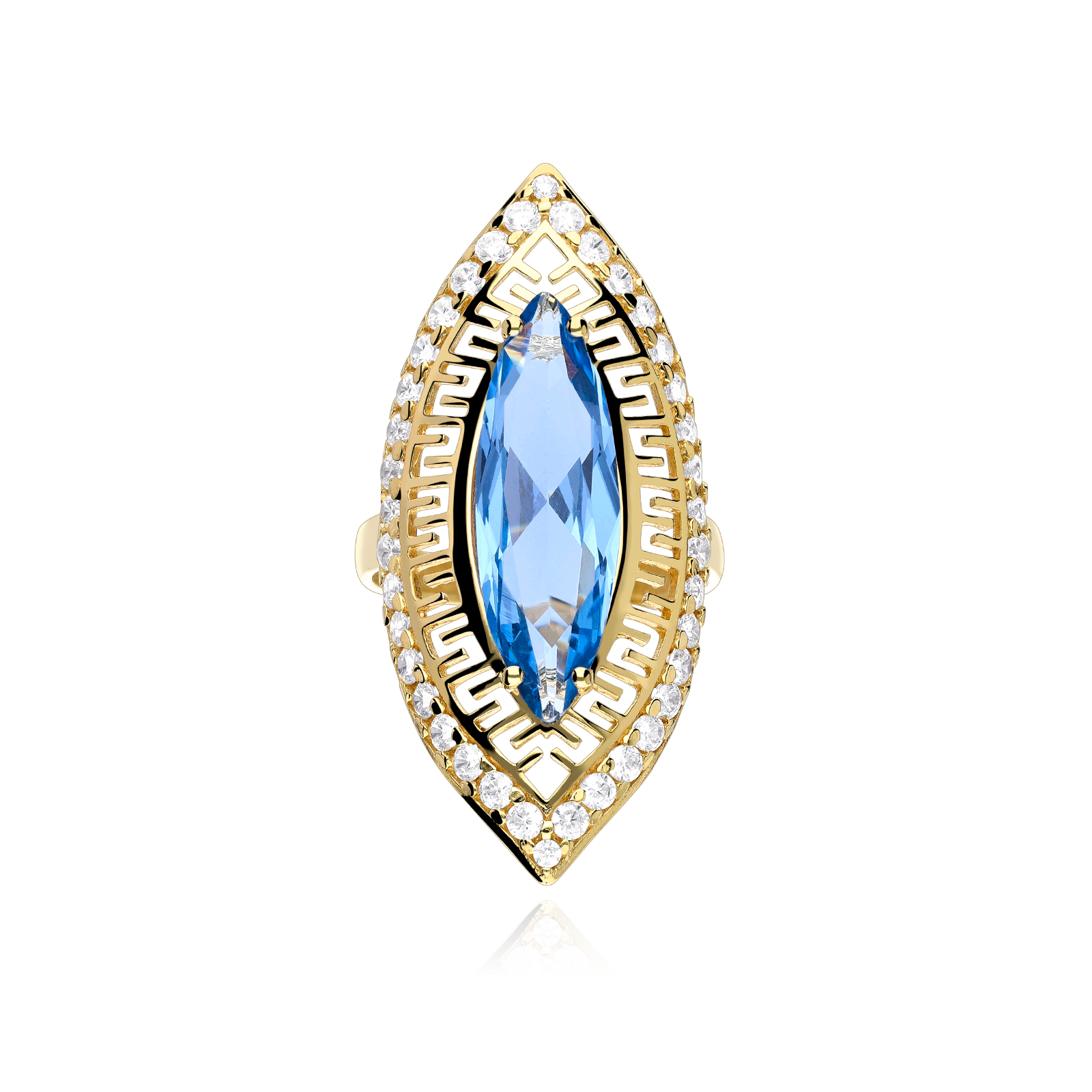 Anillo Lanzadera Oro 18 k Topacio Azul "Bassum" - Joyerías Sánchez