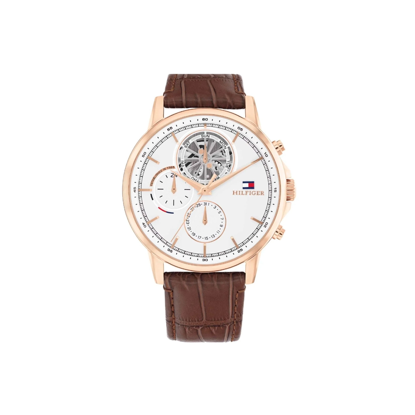 Reloj Tommy Hilfiger Stewart Marrón Blanco y Rosado Multifunción Hombre ...