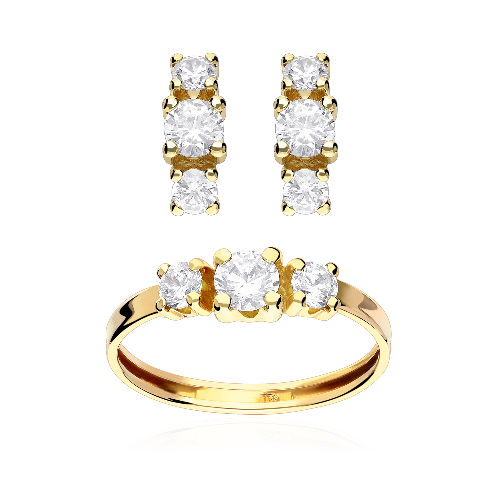 Conjunto Oro 18k con tres Circonitas "Böhlen"