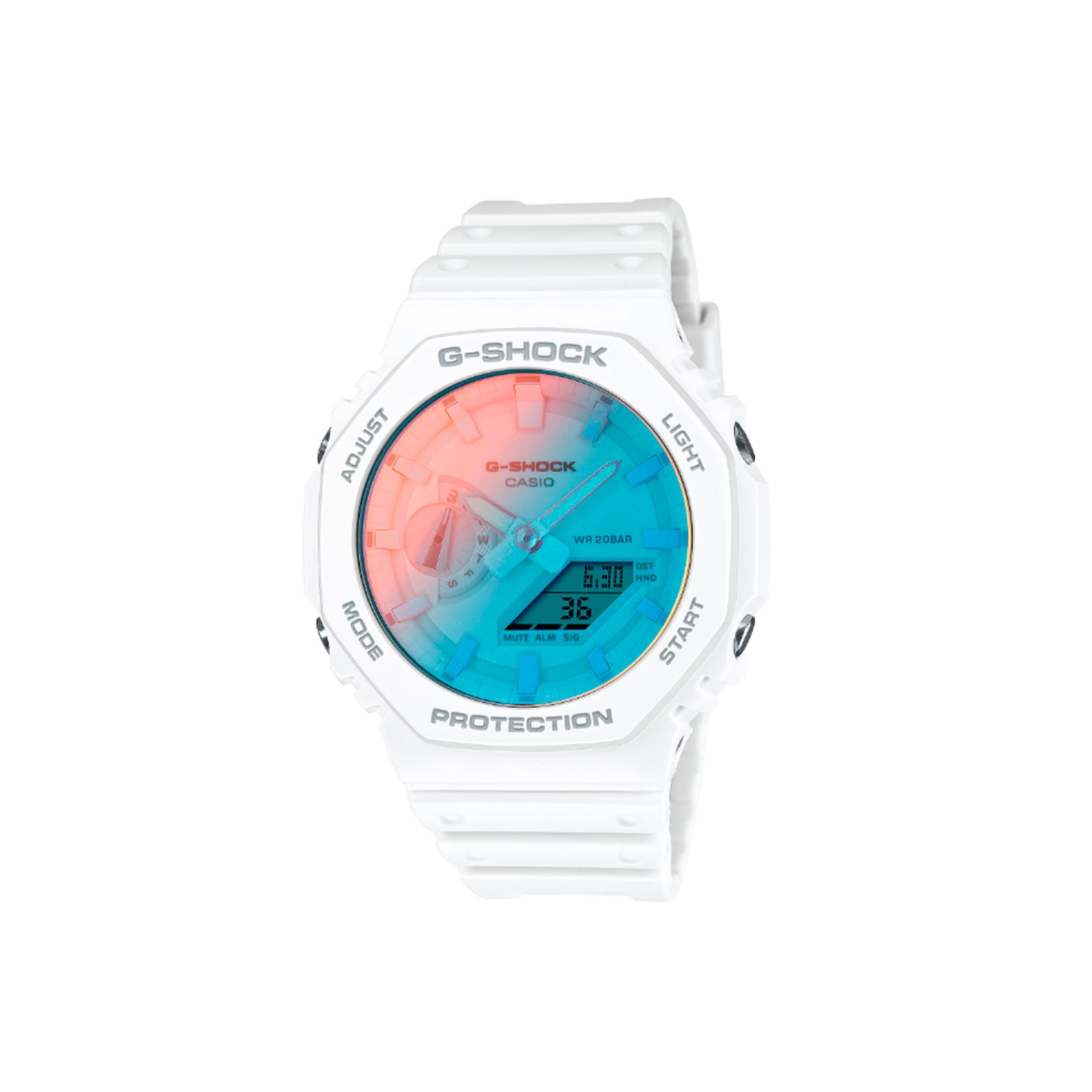 Reloj Casio G-Shock classic blanco esfera colores GA-2100TL-7AER ...