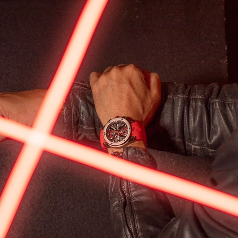 Reloj Lotus Vortex correa caucho roja y esfera negra hombre 18943/3 ...