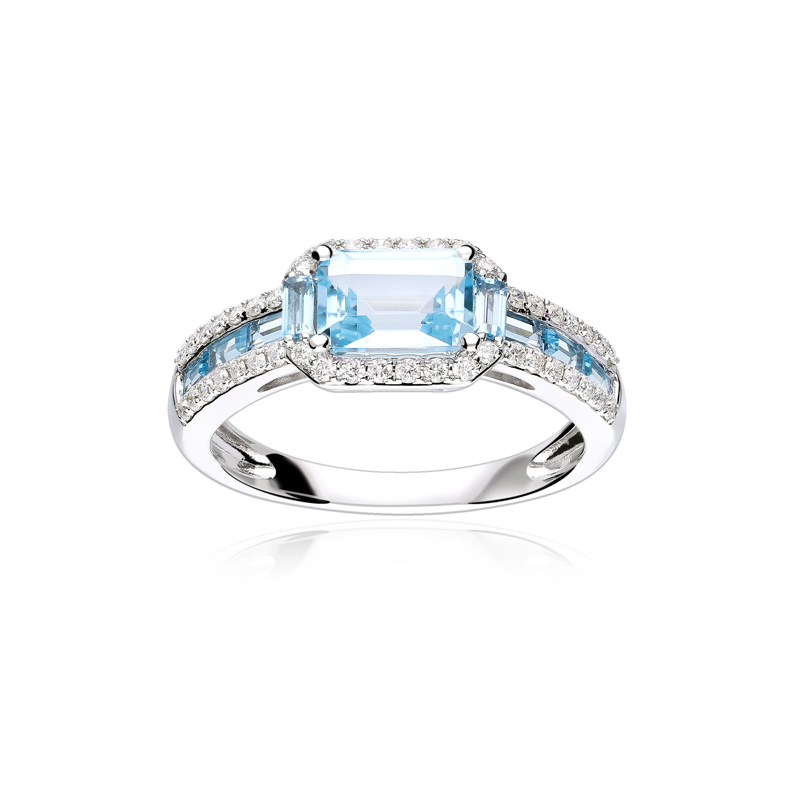 Anillo Oro 18k, topacio y diamantes 0.25cts "Garzanti" - Joyerías Sánchez