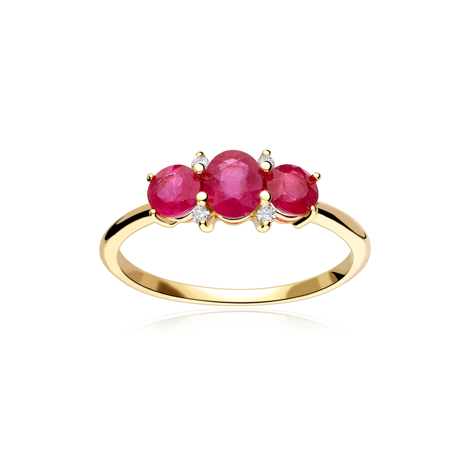 Anillo Oro 18k, rubís y diamantes 0.04cts "Ivor" - Joyerías Sánchez