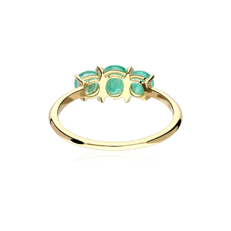 Anillo Oro 18k, esmeraldas y diamantes 0.04cts "Ivor" - Joyerías Sánchez