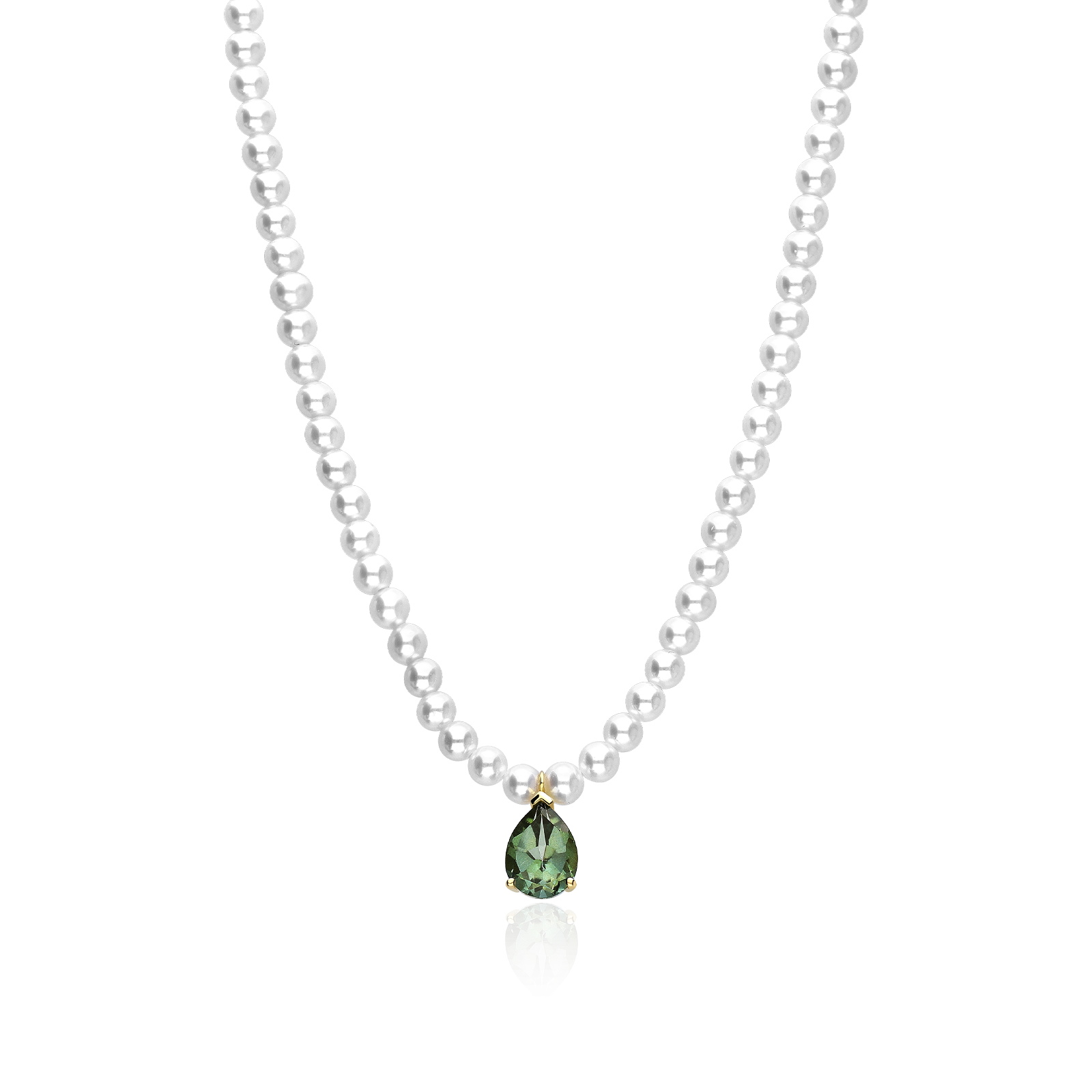 Gargantilla Oro 18k perlas y topacio verde "Onassis" - Joyerías Sánchez