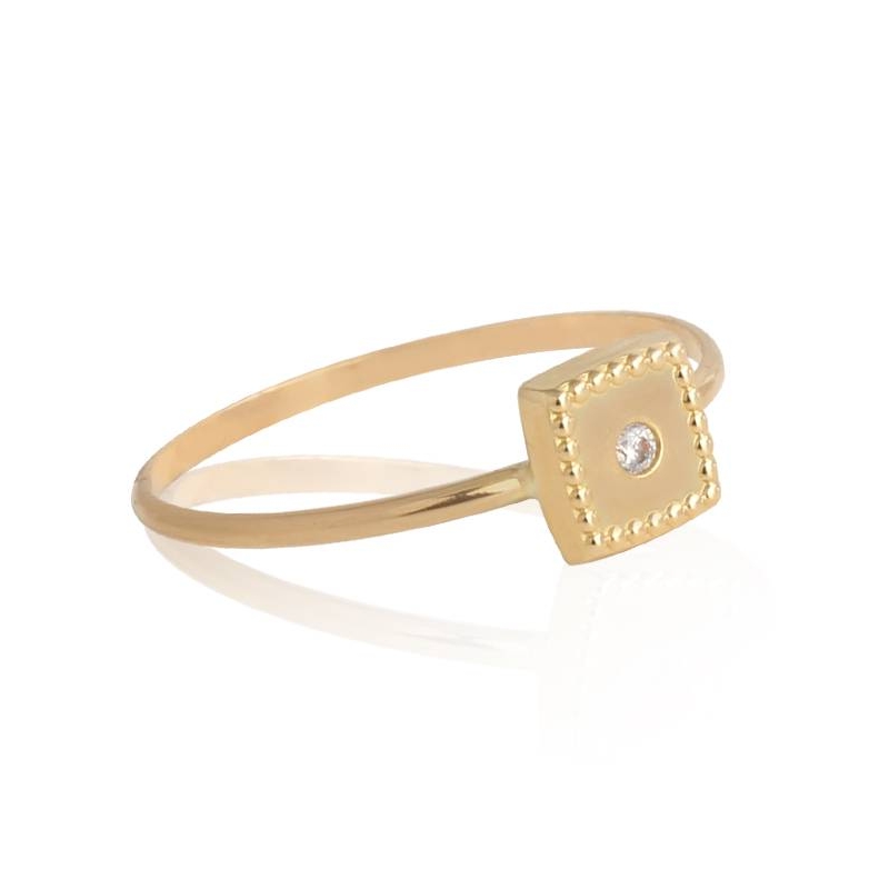 Conjunto Oro 18k detalle cuadrado