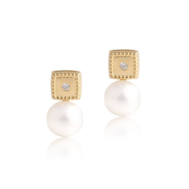 Conjunto Oro 18k detalle cuadrado