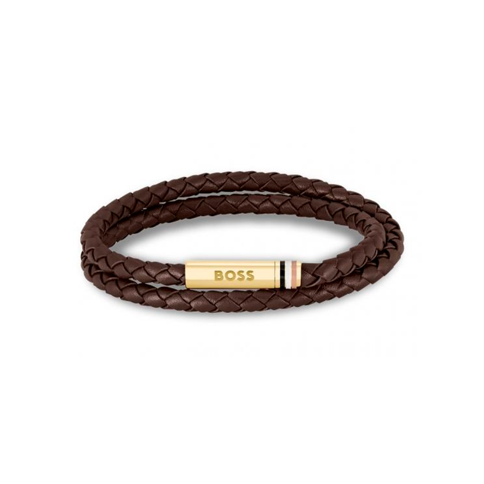 Pulsera Hugo Boss Hombre Cuero Marrón Trenzada 1580670S - Joyerías Sánchez