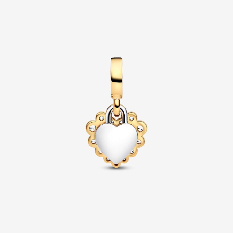 Charm Colgante Doble con un recubrimiento en oro de 14k Corazón ...