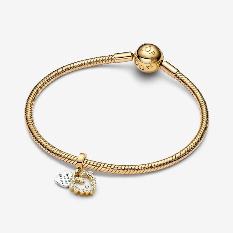 Charm Colgante Doble con un recubrimiento en oro de 14k Corazón ...