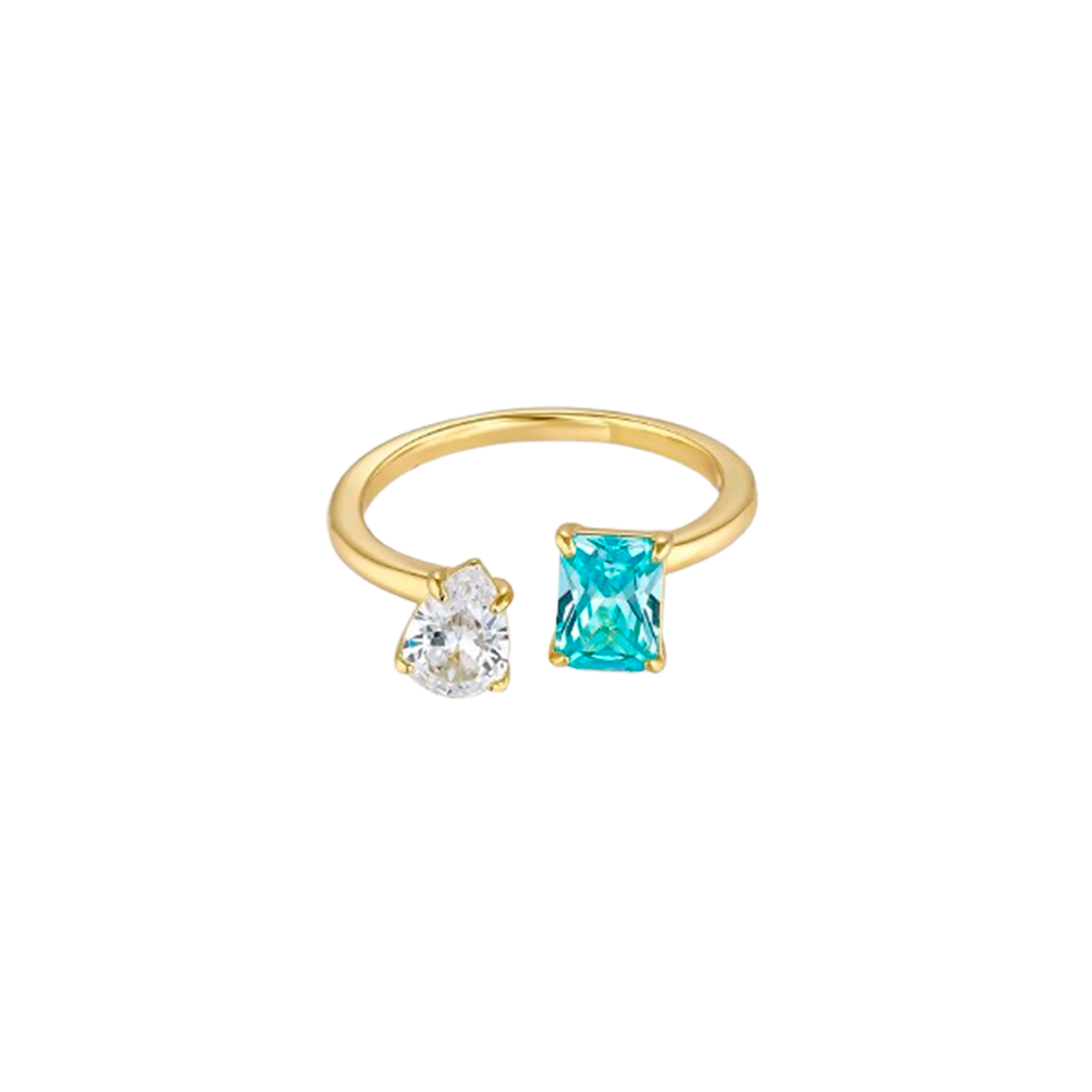 Anillo Itemporality Abierto Circonitas Blanca Y Aguamarina SRN-213-129 ...