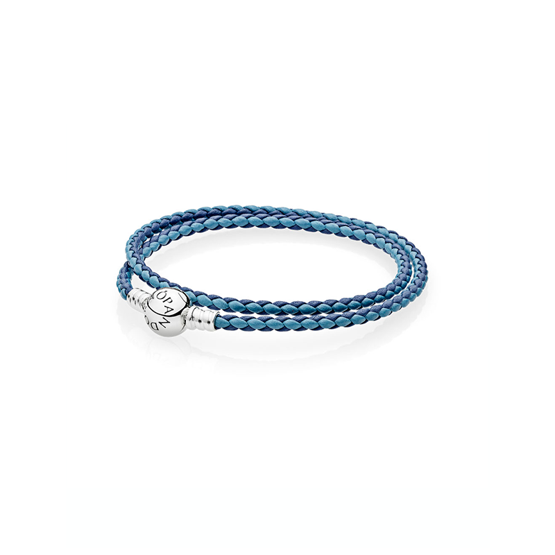 Pulsera PANDORA Doble de Cuero Azul 590747CBMX