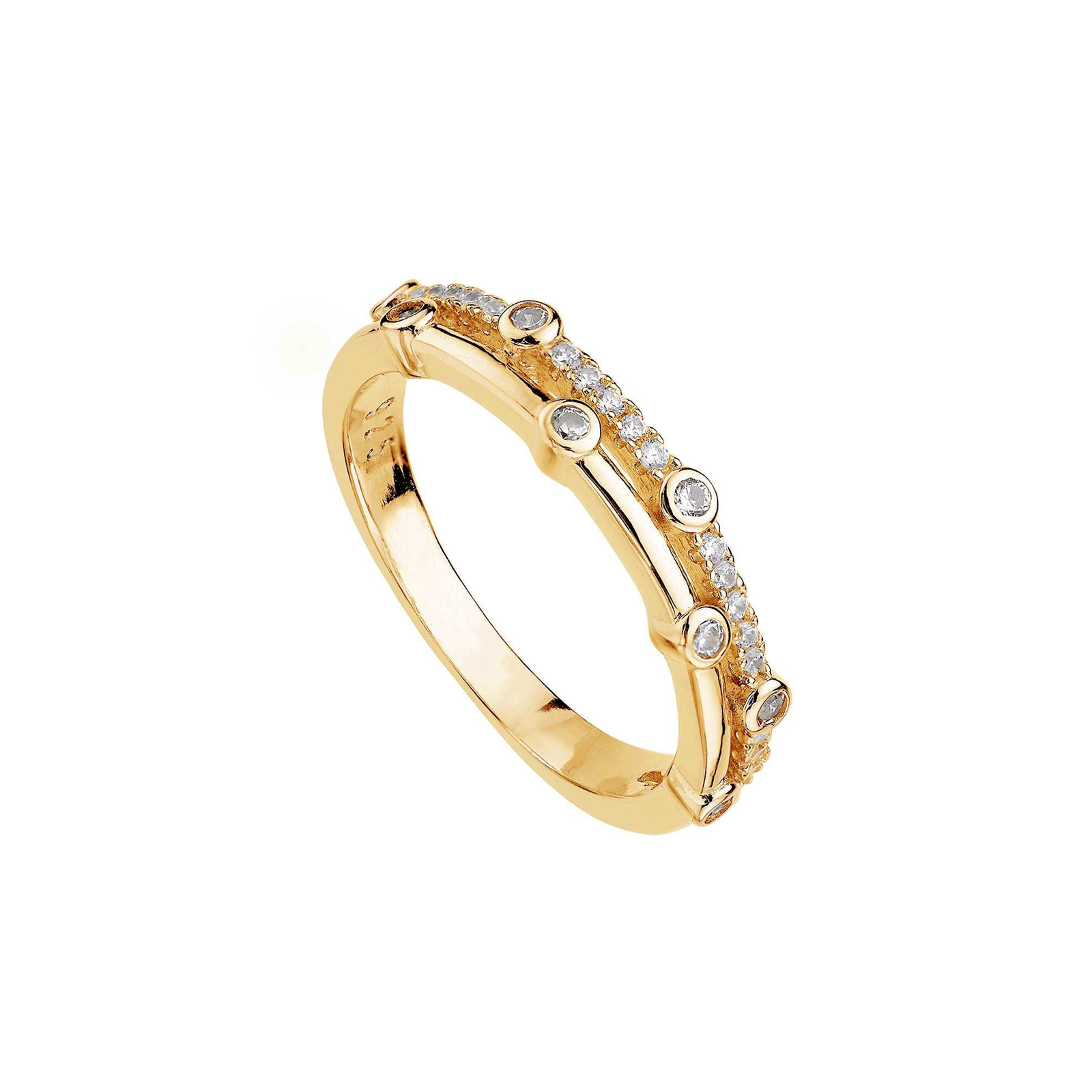 Anillo Itemporality Plata Baño Oro Doble Circonitas SRN-201-003-12 ...
