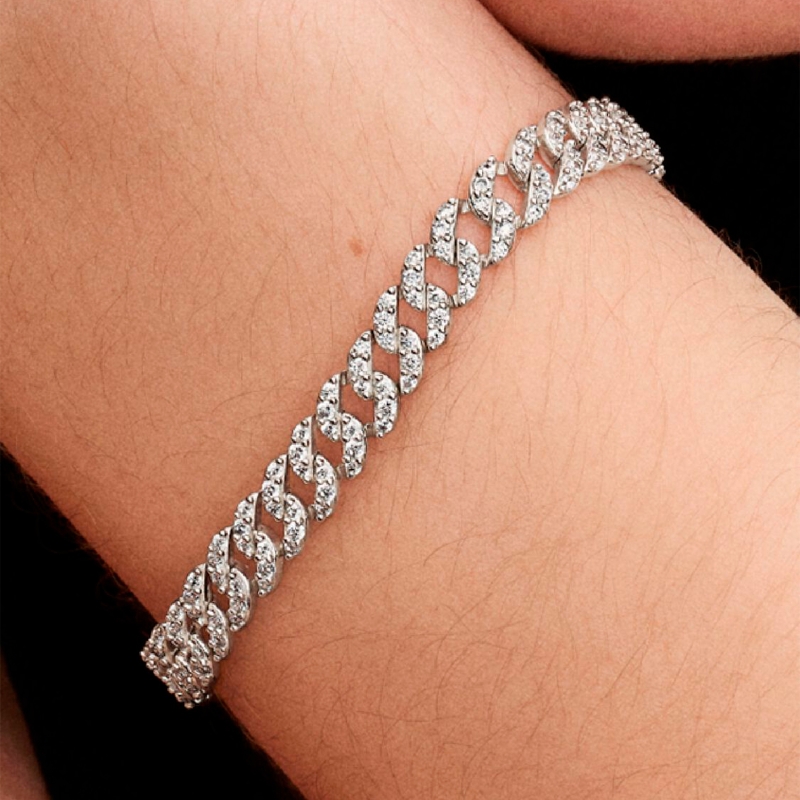 Pulsera Pandora Cadena Cubana Pavé 593008C01 - Joyerías Sánchez