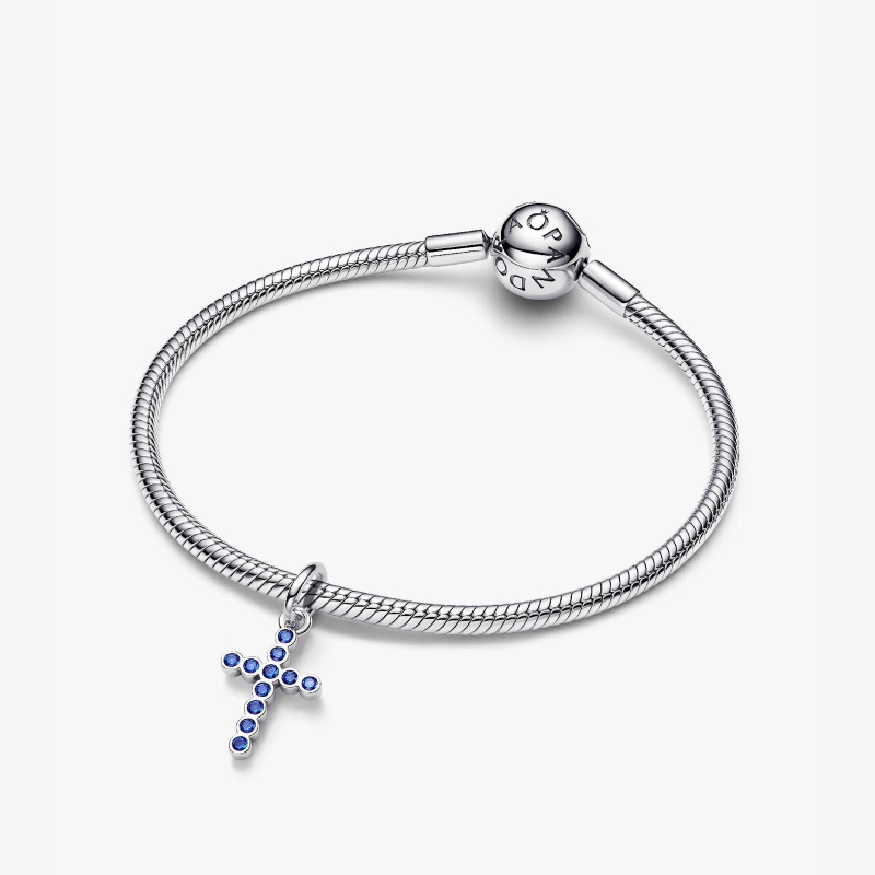 Charm Pandora Cruz Brillante Azul 794063C01 - Joyerías Sánchez