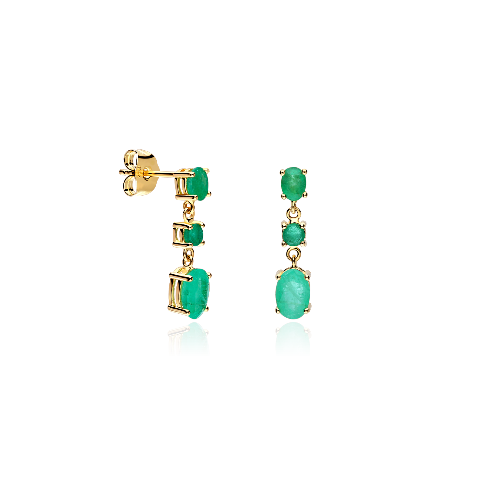 Pendientes Oro 18k y esmeraldas "Hulge" - Joyerías Sánchez