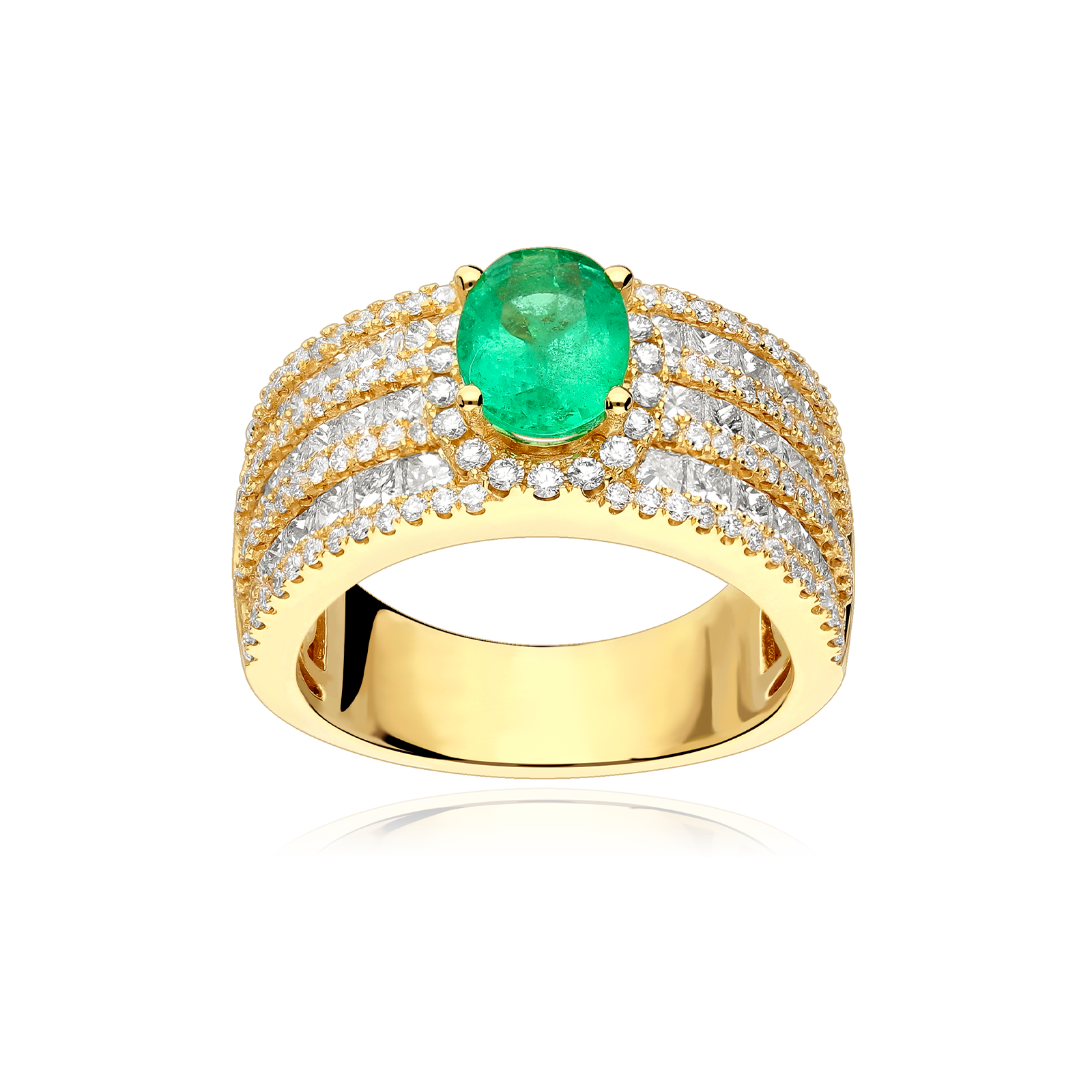 Anillo Oro 18k, esmeralda y diamantes 2.01cts "Anchor" - Joyerías Sánchez