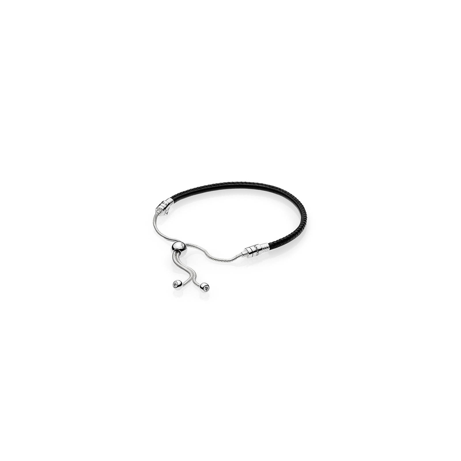 Pulsera Moments Deslizante en cuero negro para charms 597225CBK-2