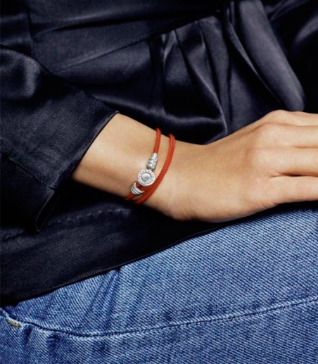 Pulsera Moments en cuero naranja doble 597194CSO