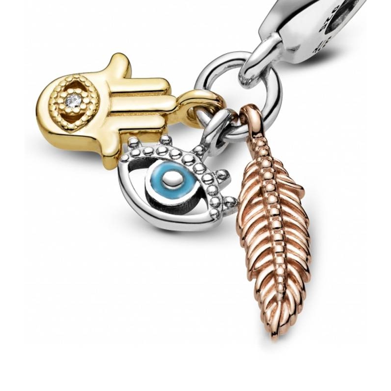 Charm Pandora Mano de Fátima, Ojo de Turco y Pluma 768785C01