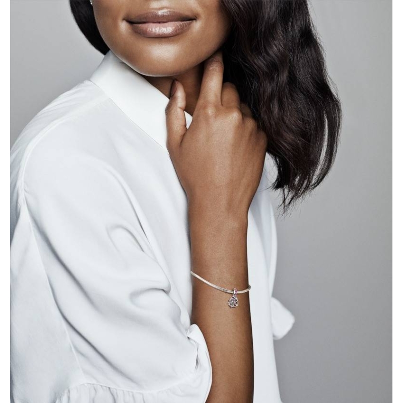 Charm colgante en plata de ley Corazón Árbol de la Vida Rosa 799153C01