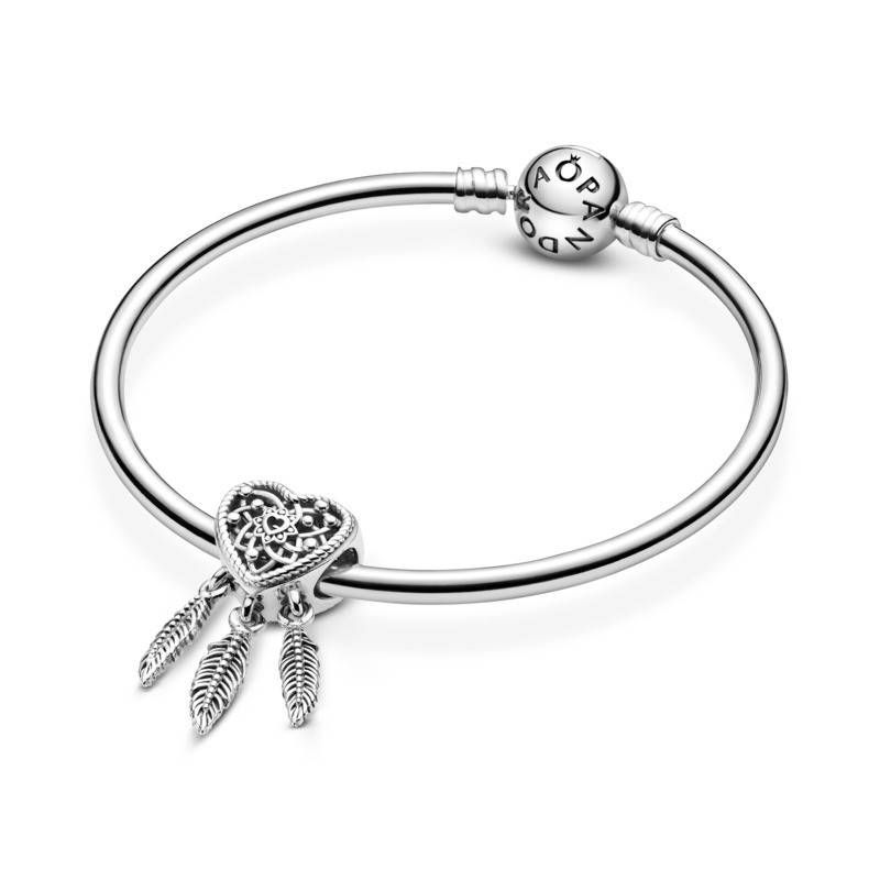 Charm Pandora atrapasueños con Corazón y Tres Plumas Plata 799107C00
