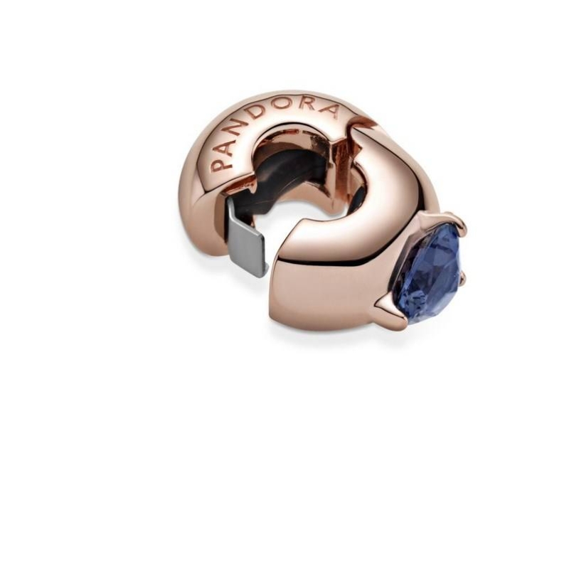 Clip en Pandora Rose Corazón Solitario Azul 789203C02