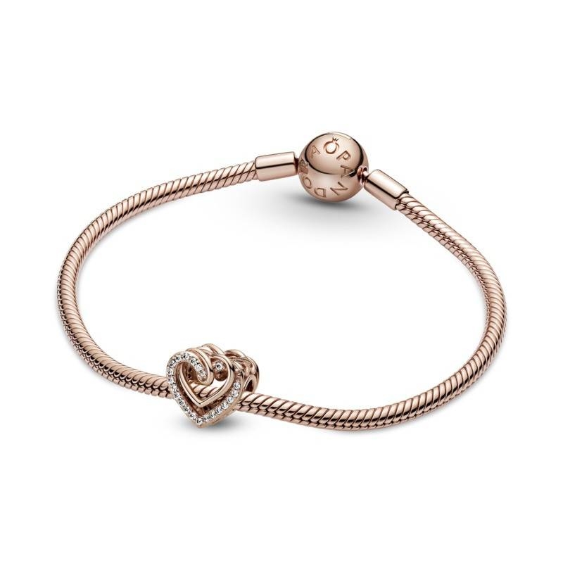 Charm en Pandora Rose Corazones Brillantes Entrelazados 789270C01
