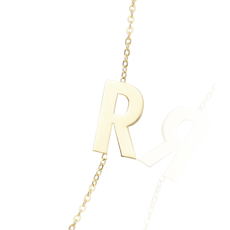 Gargantilla Glam Letra "R" oro 18k