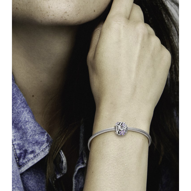 Charm en plata de ley Margarita Morada Filigrana 798772C02